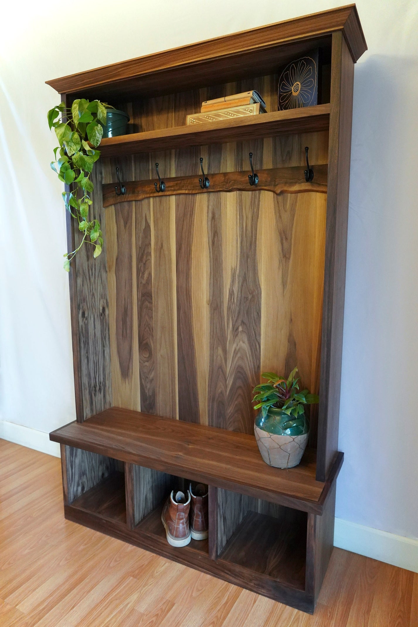 Black Walnut Wooden Coat Wall Rack & Hall Tree – North Rim Furniture